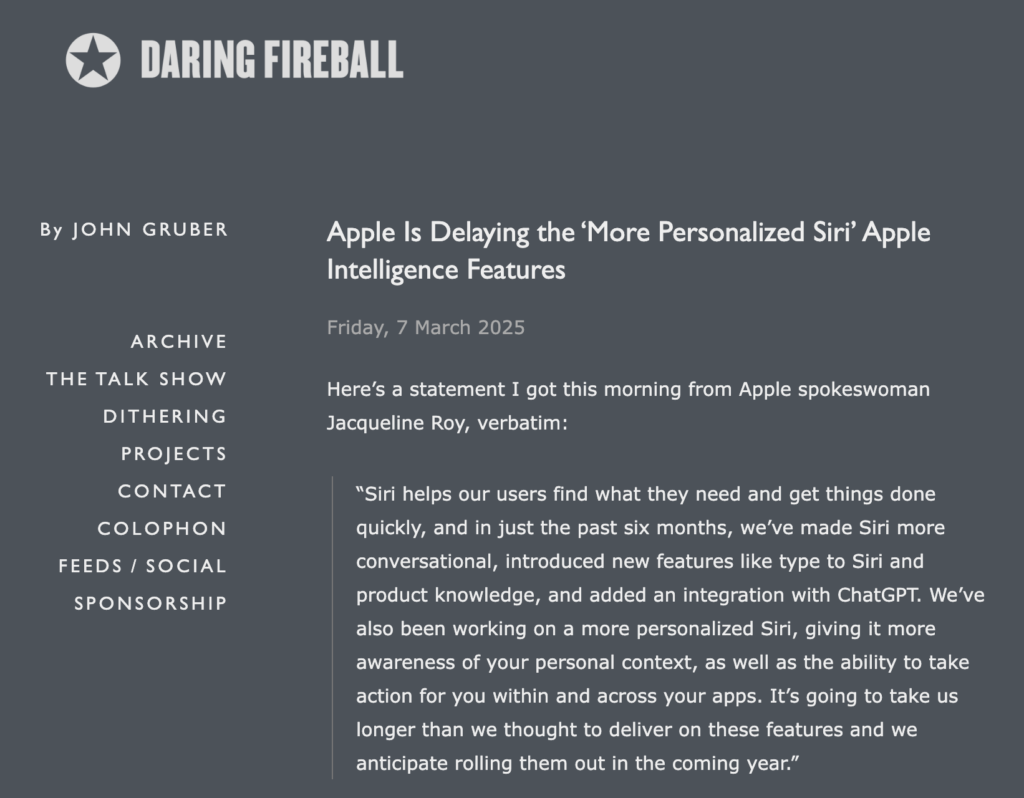 Apple Says More Personalized Siri Will Be Delayed - IT WORX