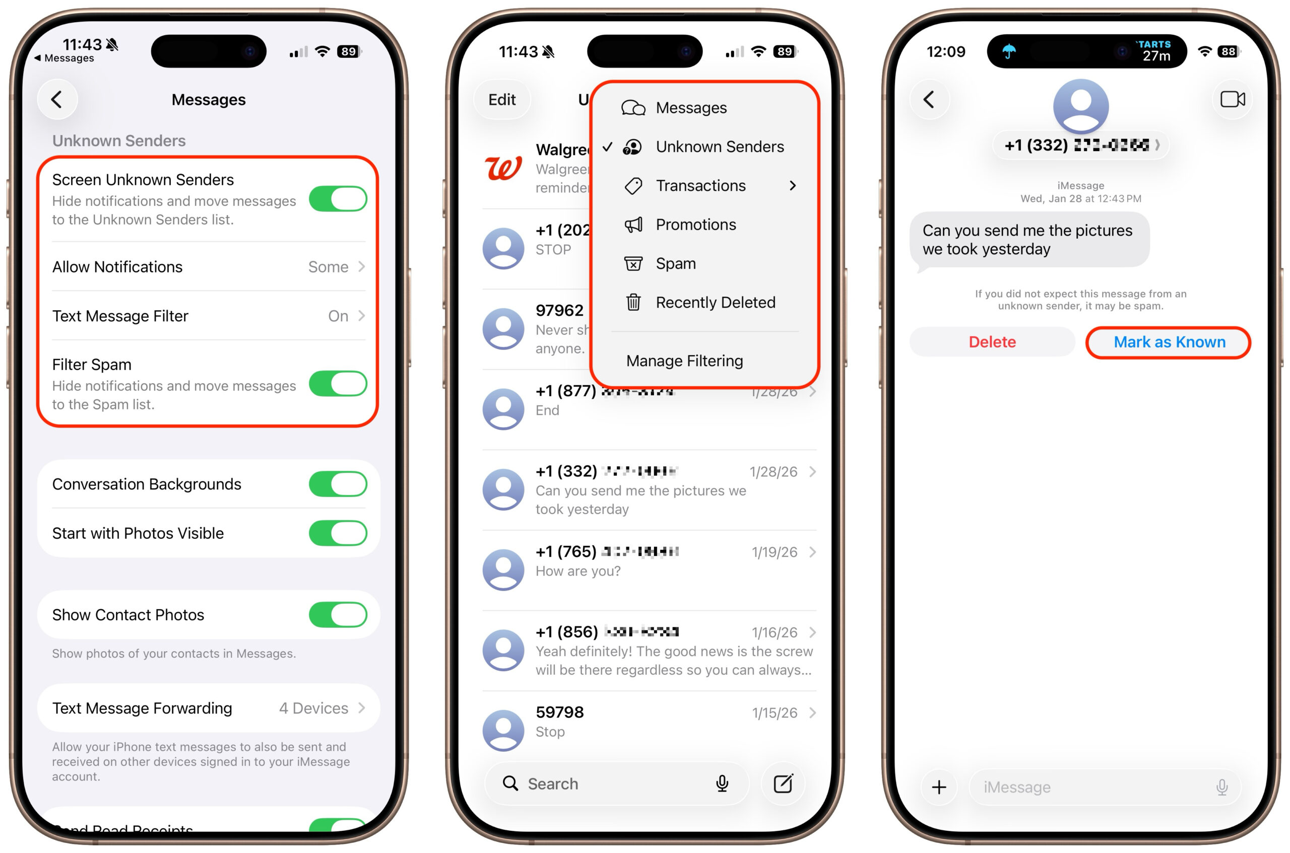 Losing Messages or Calls? Look in the Unknown Senders/Callers Filter